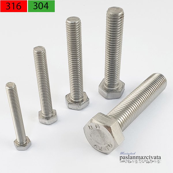 M12 Paslanmaz Civata Çeşitleri DIN933 / DIN931 A2 AISI 304 KALİTE ...